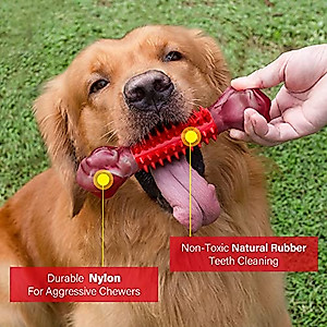 Apasiri Tough Dog Toys for Aggressive Chewers Large Breed, Dog Chew Toys, Durable Dog Toys, Dog Bones Made with Nylon and Rubber, Big Indestructible Dog Toy, Medium Puppy Chew Toys Teething chew Toys