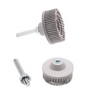 Jersvimc 2Pcs 120 Grit White Bristle Disc Attachment, 2 Inch Abrasive Bristle Disc Gasket Removal Disc with 1/4 Shank Coating Removal Disc for Rotary Tool