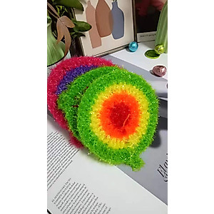 JC1927 Decorative Dish Scrubber Non Scratch Cleaning Pad Cute Dish Net Clothes for Kitchen Washing Dishes Cleaning Net 3 Pack