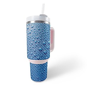 MightySkins Carbon Fiber Skin Compatible with Stanley The Quencher H2.0 FlowState 40 Oz Tumbler - Mist | Protective, Durable Textured Carbon Fiber Finish | Easy to Apply, Remove, and Change Styles