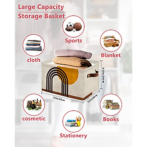 2PCS Cube Storage Bins, Waterproof Moving Boxes with Handles, Washable Closet Clothes Organizer Foldable Aesthetic Terracotta Mid Century Modern Abstract Art Toy Box Shelf Baskets 15x11x9.5 inch