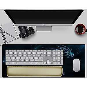 Keyboard Wrist Rest Pad,Soft PU Leather Wrist Support with Interior Soft Cushion Foam for Office/Computer/Laptops/Keyboard,Easy Typing & Pain Relief,16.5" Gold