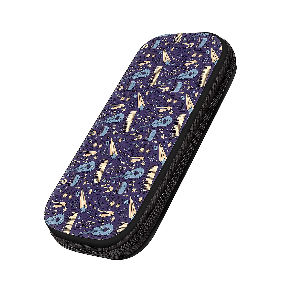 Carrying Case Compatible with Switch 2017 / Switch OLED 2021 Console Joy-Con with 10 Game Card Slots , Hand-drawn Musical Instruments