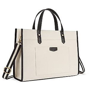 Missnine Laptop Tote Bag Canvas Laptop Bag 15.6 inch Work Shoulder Bags Casual Briefcase Handbag for Travel, Office, School