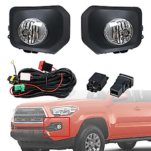 WFLNHB Fog Lights Replacement for 2016-2020 Toyota Tacoma SR SR5 Clear Lens with Front Bumper Bezel Wires Switch Bulbs Left+Right Side (Passenger & Driver Side),Pack of 2