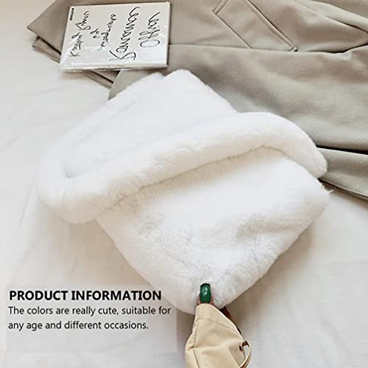 Plush Underarm Bag Fluffy Large Tote Handbag Fashion Color Shoulder Bag Crossbody Messenger Bag for Women Girls