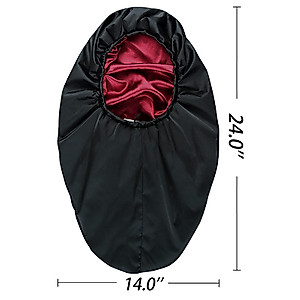 Shower Cap Silk Satin Lined Super Large for Long Curly Hair Women Adjustable