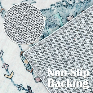 Sivilife Boho Hallway Runner Rug Washable Runner Rugs for Hallway, 2'6''X10' Extra Long Kitchen Rugs Non Slip, Blue Runner Rugs with Rubber Backing, Tribal Carpet Runner Rugs for Entryway Corridor