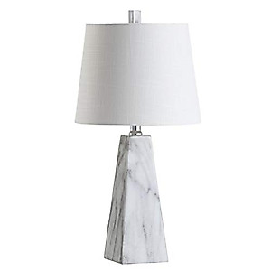 JONATHAN Y JYL1037A Owen 20.5" Resin LED Table Lamp, Contemporary, Modern, Elegant, Office, Living Room, Family Room, Dining Room, Bedroom, Hallway, Foyer, White Marble Finish