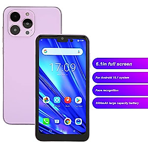 Unlocked Cell Phone, IP14 Pro Smartphone, 4GB 32GB ROM,6.1inch Face Recognition Mobile Phone, Dual Card Dual Standby, Cellphone for Android 10.1 (Purpl)