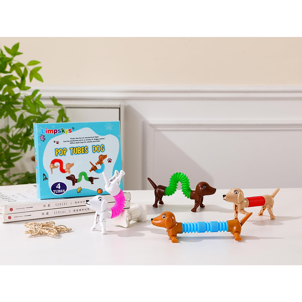 Dog pop tubes,Toy Dog,Animal pop Tubes,Robot dog,Fidget Toys for Kids,Sensory Toys for Kids 5-7,Dog Party Favors,small toys,dog toys for kids,sensory tubes,autism sensory products（4 Pack Dog）