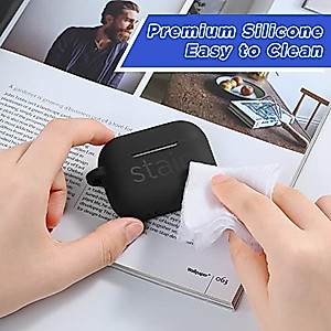 Joansea Copamtible with AirPods Pro 2 Case, Soft Silicone Skin Shock-Absorbing Full Protective Case with Keychain for AirPods pro 2nd Generation Case Cover 2022, Black