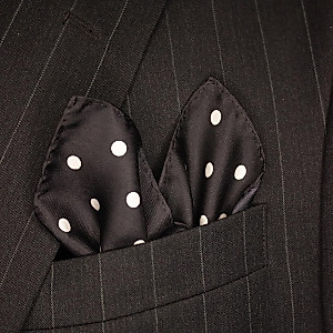 Royal Silk Polka Dot Pocket Square - 17" Handkerchief - 12mm Silk Twill - Black