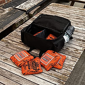 Cornhole Cooler Backpack, Holds up to 2 Sets (8 Bags), Bottle Opener, Cooler Holds up to 12 cans, Extra Compartments for Phone, Storage