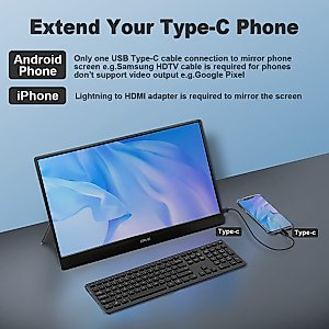 ERKE Portable Monitor USB C Monitor for Laptop13.3 inch1080P FHD HDR Computer Second External Ultra-Slim IPS Monitor for Phone Xbox Switch PS5 60HZ with Smart Cover&Screen Protector(USB C/HDMI Input)