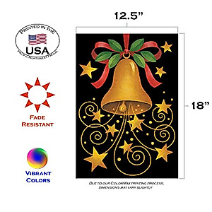 Toland Home Garden 119257 Bell Christmas Flag 12x18 Inch Double Sided Christmas Garden Flag for Outdoor House Flag Yard Decoration