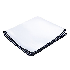Jacob Alexander Solid White Pocket Square with Embroidered Edge - Black