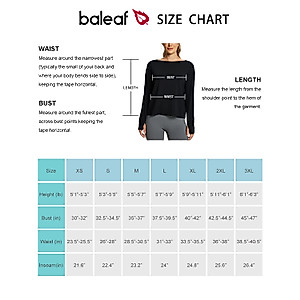 BALEAF Workout Shirts for Women Loose Fit Long Sleeve Tee Shirts Athletic Activewear Yoga Tops with Thumb Hole Black L