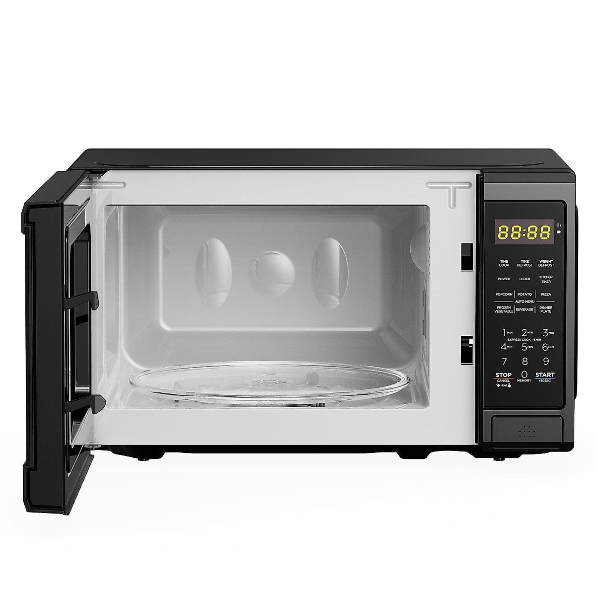 Black+Decker 700 Watt Compact LED Display Countertop Small Microwave Oven with 10 Inch Turntable and 6 Preset Menu Buttons, Matte Black