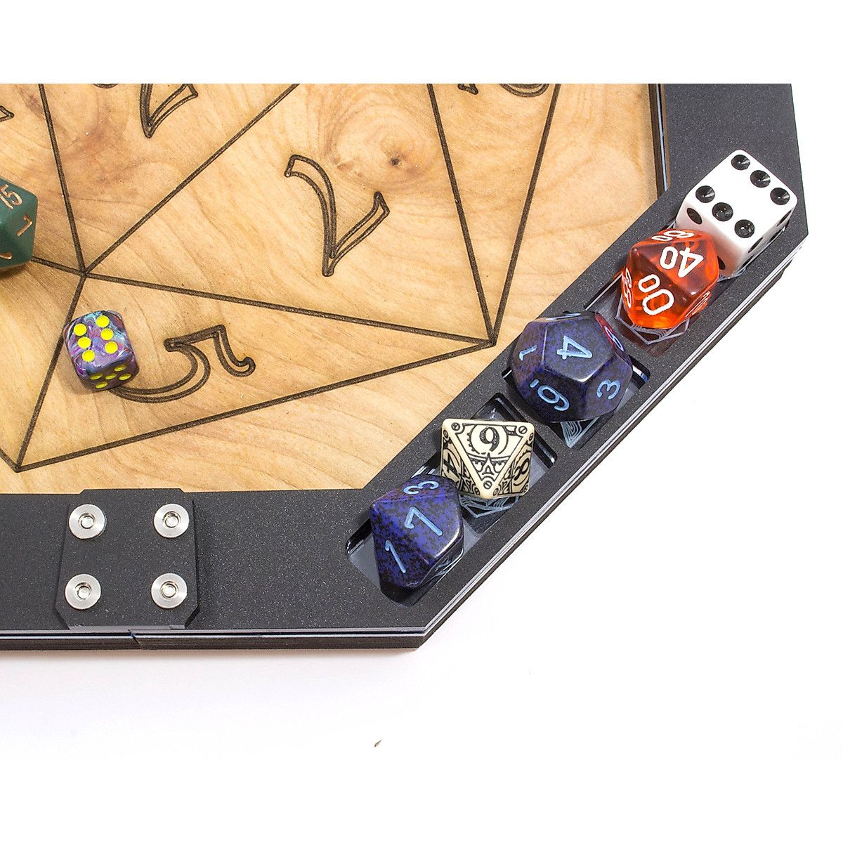 C4Labs Octagon Dice Tray~Octagon-Wood with Laser Etched D20 Design for Gaming