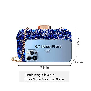 Hupifaz Rhinestone Purse - Crystal Clutch Purses for Women Wedding, Women's Diamond Purse and Formal Evening Bag (Royal Blue)