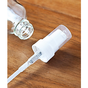 JUVITUS 2 oz / 60 ml Clear Glass Boston Round White Treatment Pump Bottle (24 pack) + Funnel