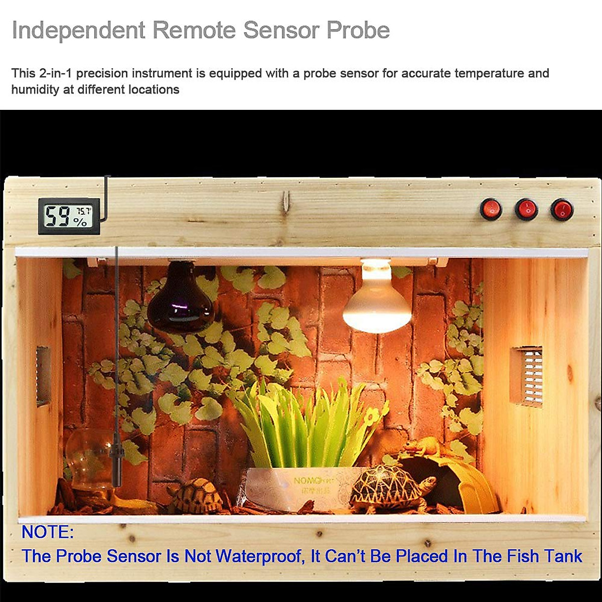 Veanic 2-Pack Mini Digital Hygrometer Thermometer Gauge with Probe LCD Display Temperature Fahrenheit Humidity Meter for Incubator, Reptile Plant Terrarium, Humidor, Guitar Case, Greenhouse