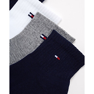Tommy Hilfiger Men's Quarter Socks - 12 Pack Soft Cushion Athletic Ankle Socks for Men - Breathable Men's Sports Socks, Size 7-12, Navy Multi