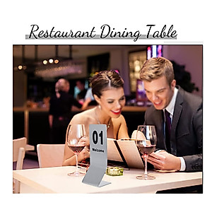 Standing Table Number Cards 1-25 1-50 Place Cards, Stainless Steel Restaurant Weddings Table Numbers Holder With Double-Side Black Numbers, Elegant Tabletop Decorations