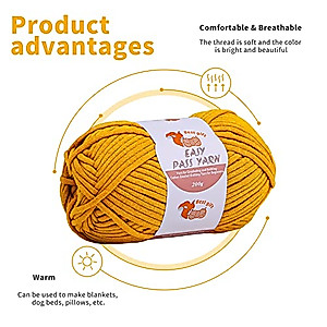 Fedmut Yarn for Crocheting -200g Beginners Chunky Cotton Yarn Easy-to-See Stitches Thick Worsted Yarn for Knitting Craft -Yellow