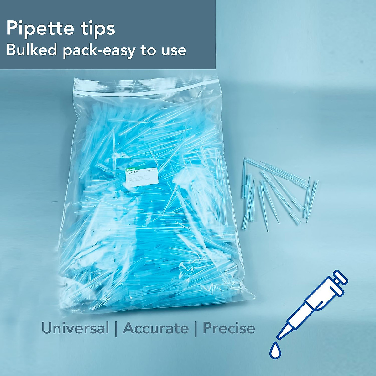 VISOSCI 1000uL Pipette Tips 1000 PCS per Bag Blue Laboratory Universal Plastic Liquid Pipette Pipettor Tips