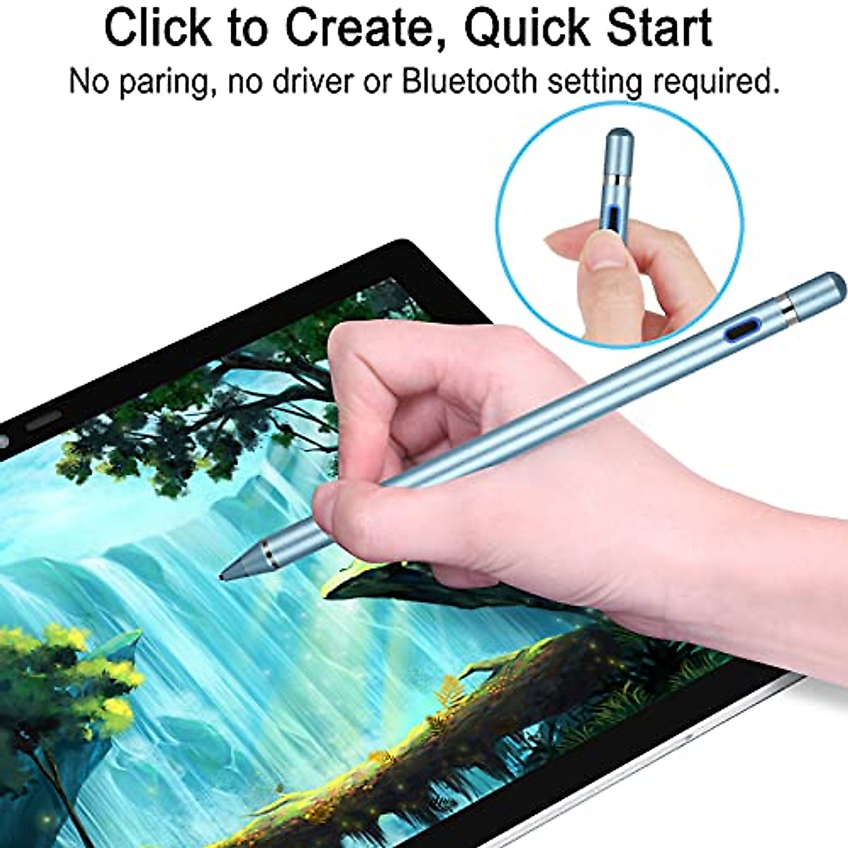 Active Stylus Pens for Touch Screens,Stylus Pen Compatible with Apple iPad, Capacitive Pencil for Kid Student Drawing, Writing,High Sensitivity,for Touch Screen Devices Tablet,Smartphone (Blue)