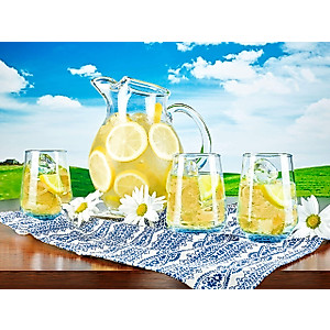 Burns Blue Drinking Glasses, 6 pcs Stemless Wine Glasses Italian-Style, Clear Colored Glass Cup Set, 13 Oz.