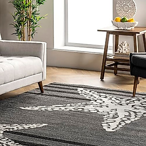 nuLOOM 3' x 5' Performance Indoor Area Rug, Non-Shed, Power Loomed High-Traffic Area Rug for Living Room, Bedroom, Home, Minnie Grey