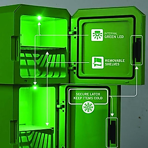 AintaP Green Creeper Body 12 Can Mini Fridge 8L 2 Door Ambient Lighting 25.2" H 9.5" W 9.1" D