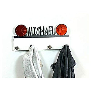 Personalized Coat Hanger Hook Basketball Sports Rack Bag Hat Towel Backpack Sweatshirt Jacket Wall Organizer Door Decor, Custom Made to Order, Storage Space for Living Space, with Your Name On It!