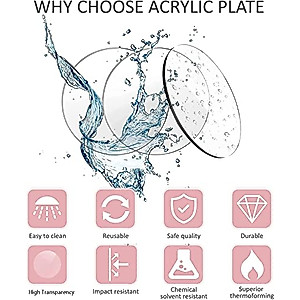 DARENYI 5Pcs Clear Acrylic Plexiglass Sheet Disc, 8 inch Dia Transparent Plexiglass AcrylicPanels 0.07' Thick Round Plexiglass Plastic Sheet Acrylic Circle Board for Craft Painting Signs DIY