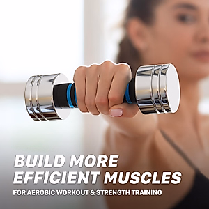 Hand Weight Set of 2 for Women 5lb Pair (3lb/4lb/5lb) Adjustable Dumbbells with Foam Handles Chrome Home Exercise Gym Workout (Standard-Finish 5lb×2)