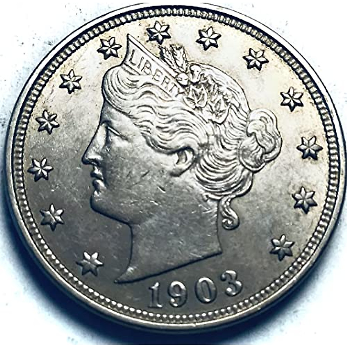 1903 No Mint Mark Liberty V Nickel Seller About Uncirculated