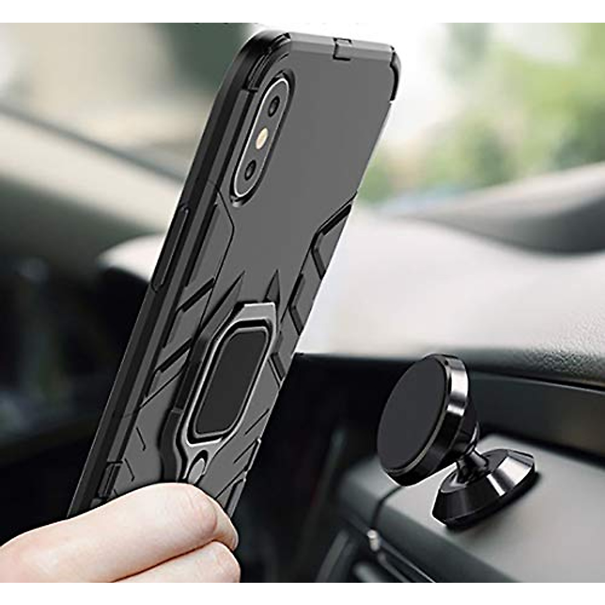 COTDINFORCA Xiaomi Redmi Note 9 Case Redmi Note 9 Case Shockproof with Ring Holder Kickstand Magnetic Car Mount Soft TPU Armor Thin Anti-Fall Protective Phone Case for Xiaomi Redmi Note 9 Black KK.
