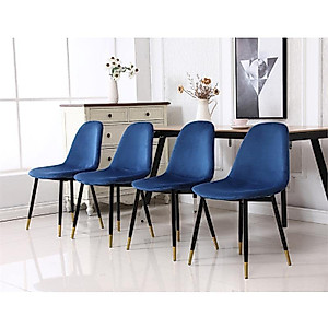 Roundhill Furniture Lassan Contemporary Fabric Dining Chairs, Set of 4, 22.25D x 17.25W x 33.25H in, Blue