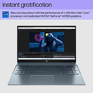 HP 2023 Newest Pavilion Laptop, 15.6" FHD Touchscreen Display, Intel Core i7-1355U Processor, NVIDIA GeForce MX550, 64GB RAM, 2TB SSD, Wi-Fi 6, HDMI, Webcam, Backlit KB, Windows 11 Home, Blue