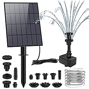 AISITIN 3.5W Solar Fountain Pump, DIY Outdoor Solar Water Pump with Multiple Nozzles, 4.9ft Water Pipe and Stake, Solar Powered Pump for Bird Bath, Ponds, Garden and Other Outdoor Places
