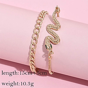 YERTTER Set of 2 Chukny Gold Chain Bracelet Snake Bangle for Women Adjustable Bracelets Jewelry Gift for Teen Girls