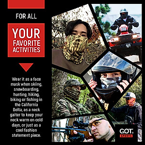 Fishing Mask - Camo Neck Gaiter Face Mask for Men & Women - Sun Protection Face Cover - Bandana, Scarf (Mahi Mahi)