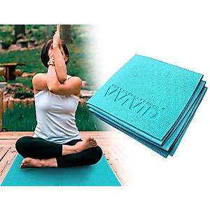 VViViD Foldable Thick Pvc Padded Square Tile 6 Feet x 2 Feet Workout And Yoga Mat Blue