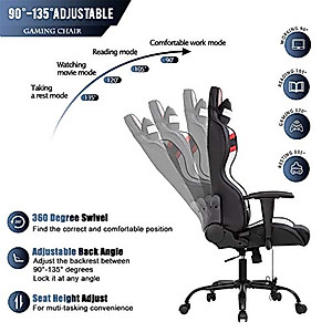 Gaming Chair Massage Office Chair Racing Computer Chair with Lumbar Support Headrest Armrest Task Rolling Swivel Ergonomic PU Leather Adjustable Desk Chair