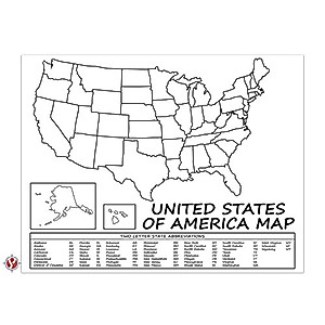 United States Map - USA Poster, US Educational Map - with 2 Letter State Abbreviation - for Ages Kids to Adults - Home School Office | Printed on 110Lb Card Stock - 8.5 x 11" Inches - Bulk Pack of 10