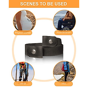 YUNDUOJIA Buckle Free Belt for Women Men, Black Elastic Waist Adjustable Stretchy Invisible Buckleless Belt for Jeans Pants Shorts