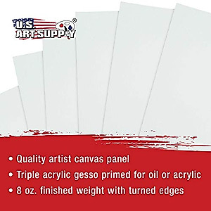 US Art Supply 8 X 10 inch Professional Artist Quality Acid Free Canvas Panel Boards for Painting Value Pack of 12 (1 Full Case of 12 Single Canvas Board Panels)